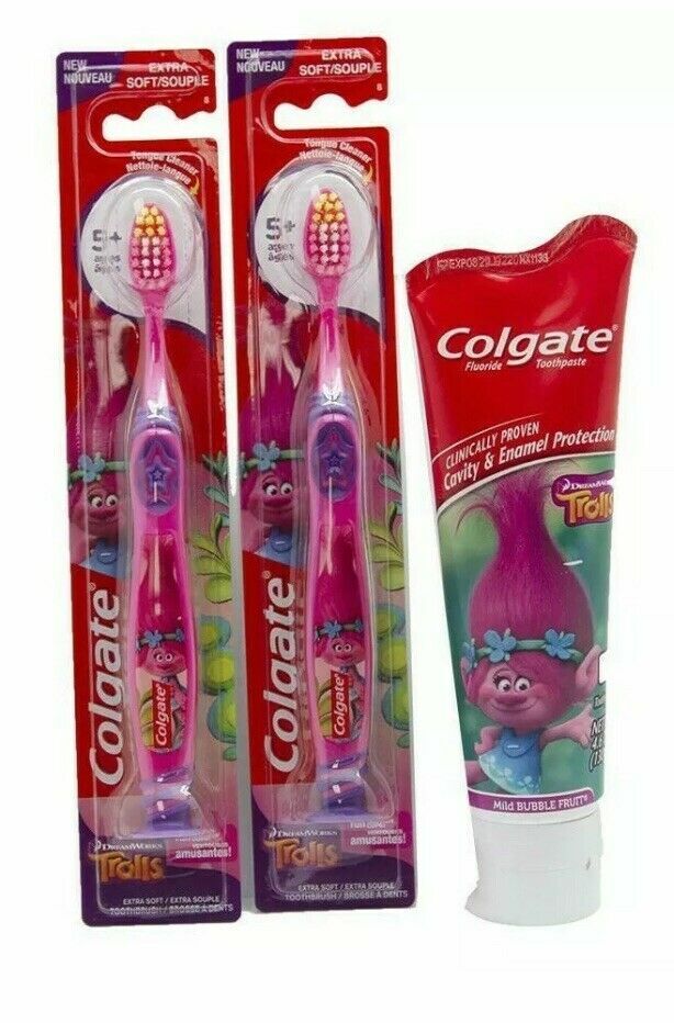 Colgate Kids Toothbrush Manual & Toothpaste 4.6 oz. Gift Set, Trolls ...