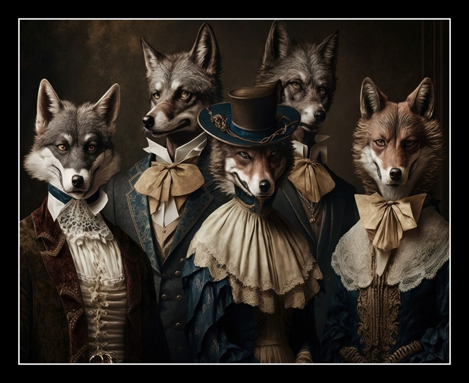Victorian Wolf Family Art Print Wall Hanging Animal Picture Photo ...