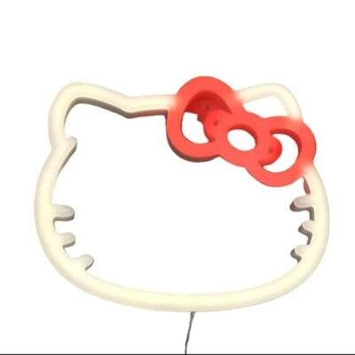 New Hello Kitty Light Up Wall Decor red & White Neon Battery operated ...