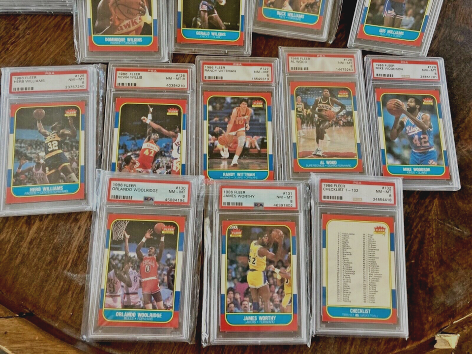1986 FLEER PSA NEAR COMPLETE SET 131/132 - ALL GRADED PSA 8 -NQ- NO ...