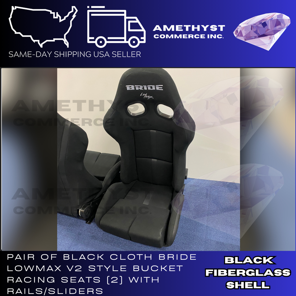 Pair (2) BRIDE Seats Low Max Racing Seats Grey V2 Adjustable Backrest w ...