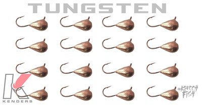 (16 Pack) Tungsten Jigs - Copper Color - Crappie, Bluegills, Perch ...
