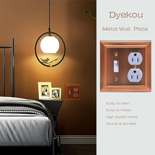 Metal Wall Plate for Electrical Outlets, Toggle/Duplex Antique Copper ...