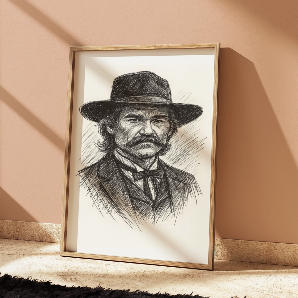 TOMBSTONE KURT RUSSELL DRAWING SKETCH PRINT 8" x 10" TOMBSTONE WALL ART ...