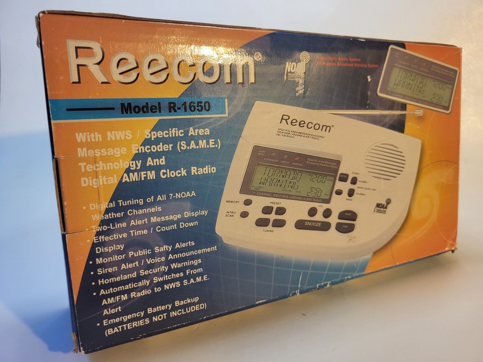 Reecom R-1650 NWS Weather Alert Alarm Clock Radio w/ Box & Adapter ...