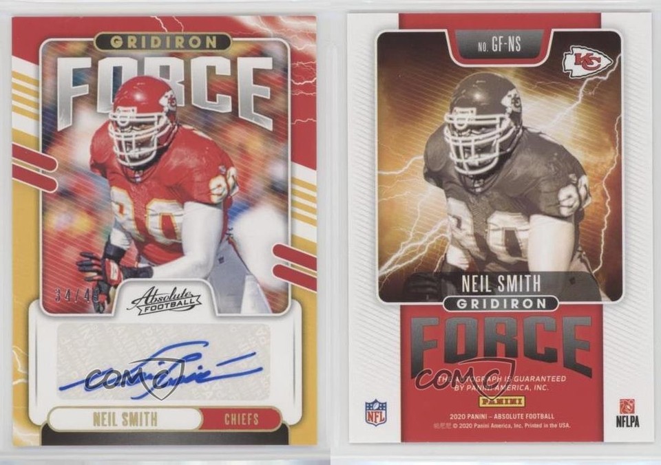 2020 Panini Absolute Gridiron Force Signatures Gold /49 Neil Smith Auto ...