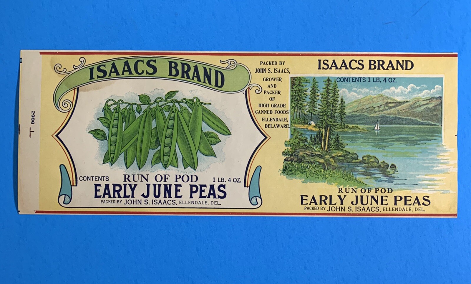 Isaacs Brand Early June Peas Canned Food Label Antique Kitchen Decour ...