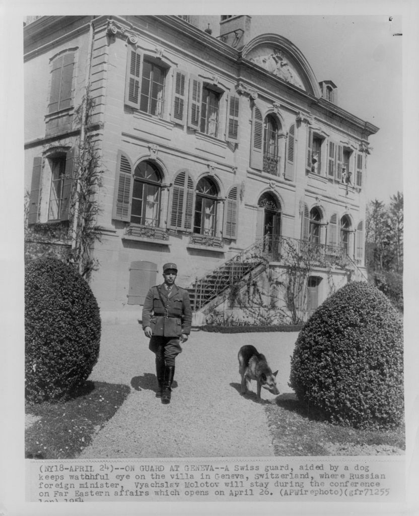 1954 Swiss Guard on Guard At Geneva aided by dog Wire Photo | eBay