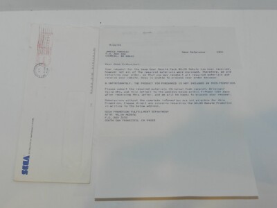 Official RARE Sega Game Gear Sports Pack Mail in Letter w/ Envelope ...
