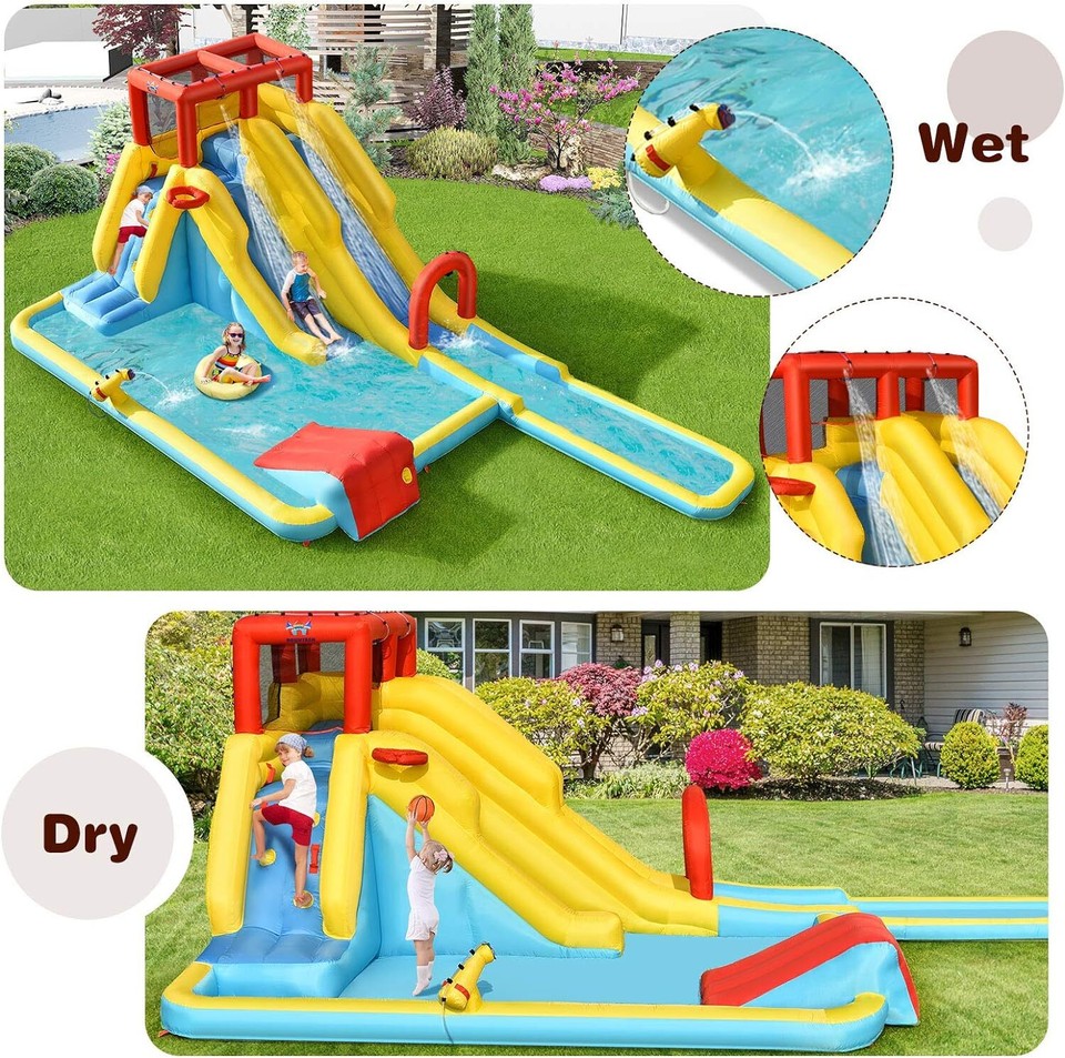 Inflatable Water Slide, 20.5X11Ft Mega Waterslide Park Dual Long Slides ...