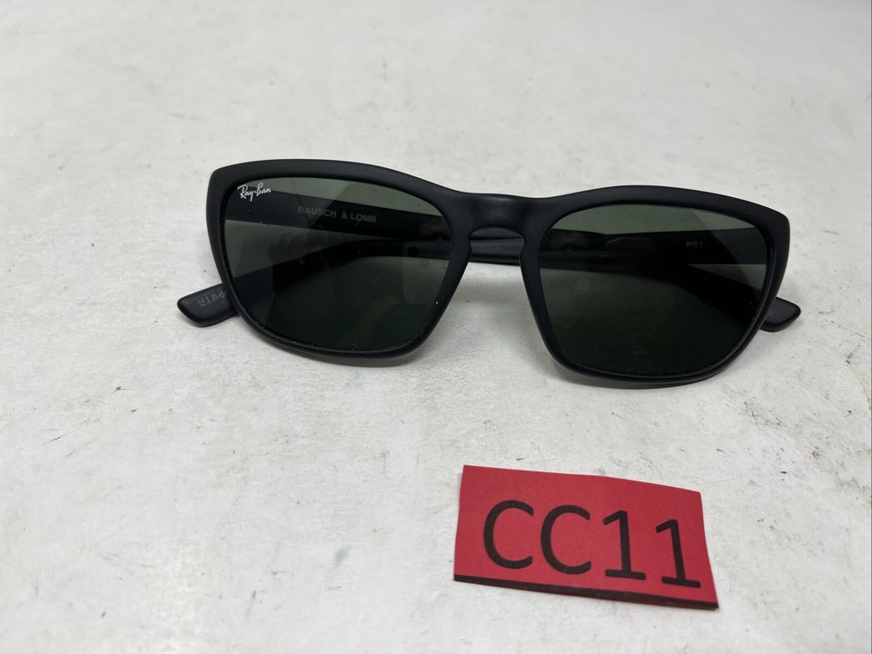 B&L RAY BAN PS1 W1846 USA MATTE BLACK GREEN G15 GLASS LENS SUNGLASSES ...