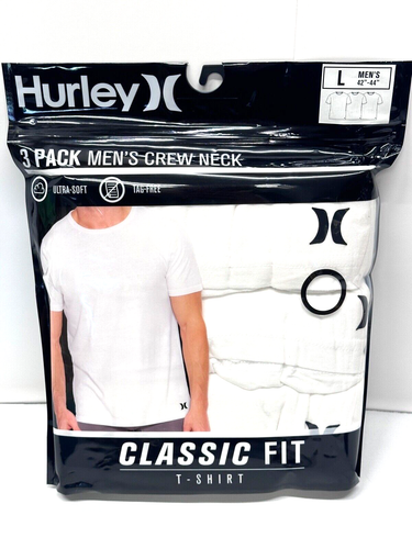 3 PACK HURLEY MENS CLASSIC FIT T-SHIRT ULTRA SOFT TAG FREE - White ...