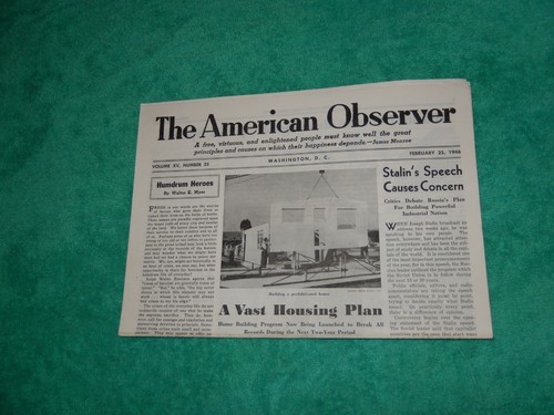 The American Observer February 25 1946 - Stalin's Speech - Housing Plan ...