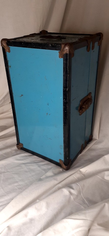 Vtg 1950s BLUE METAL DOLL TRUNK Locker Case METAL WARDROBE 15x8.5x8 by ...