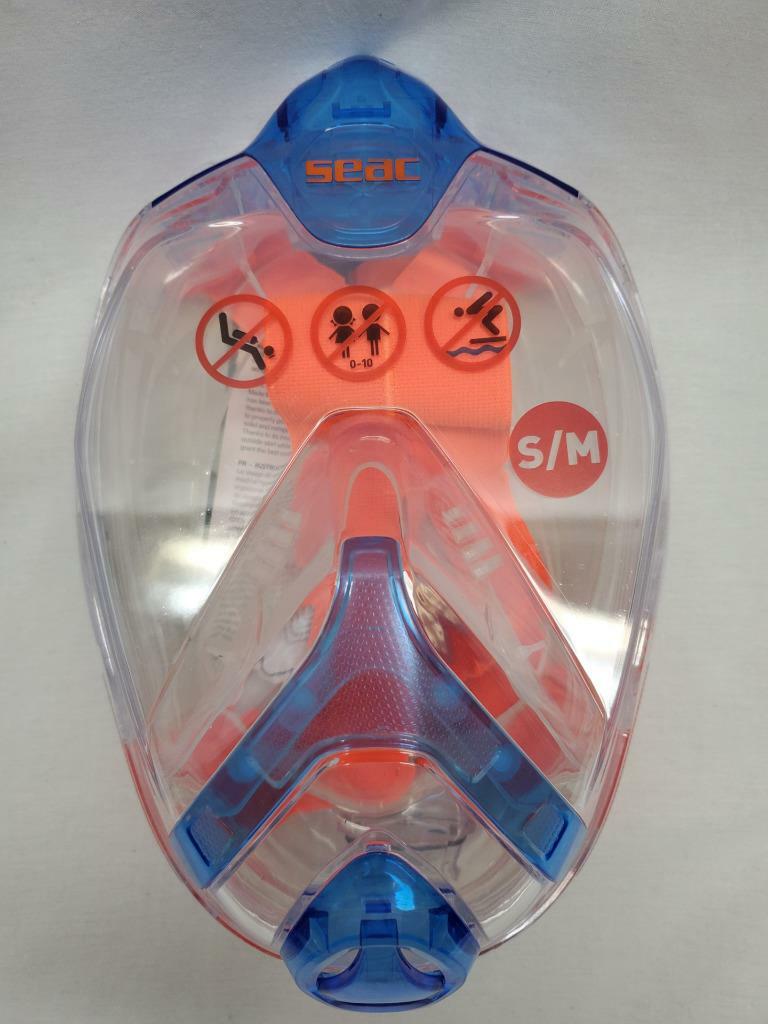 Seac Unica MD Kid's Full Face Snorkel Mask Blue Orange Size S/M NEW | eBay