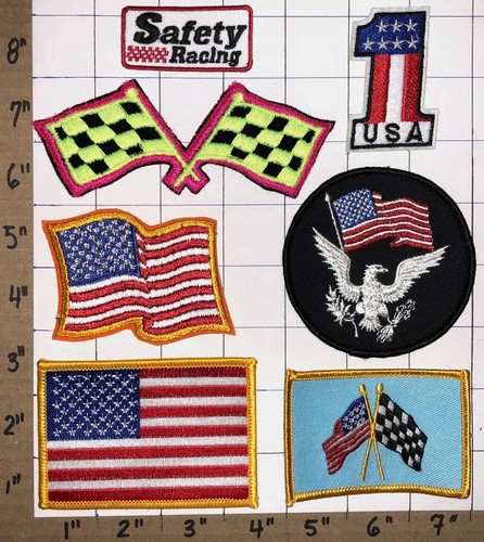 7 RARE USA #1 RACING FLAGS NASCAR RACING NHRA CREST EMBLEM PATCH LOT | eBay