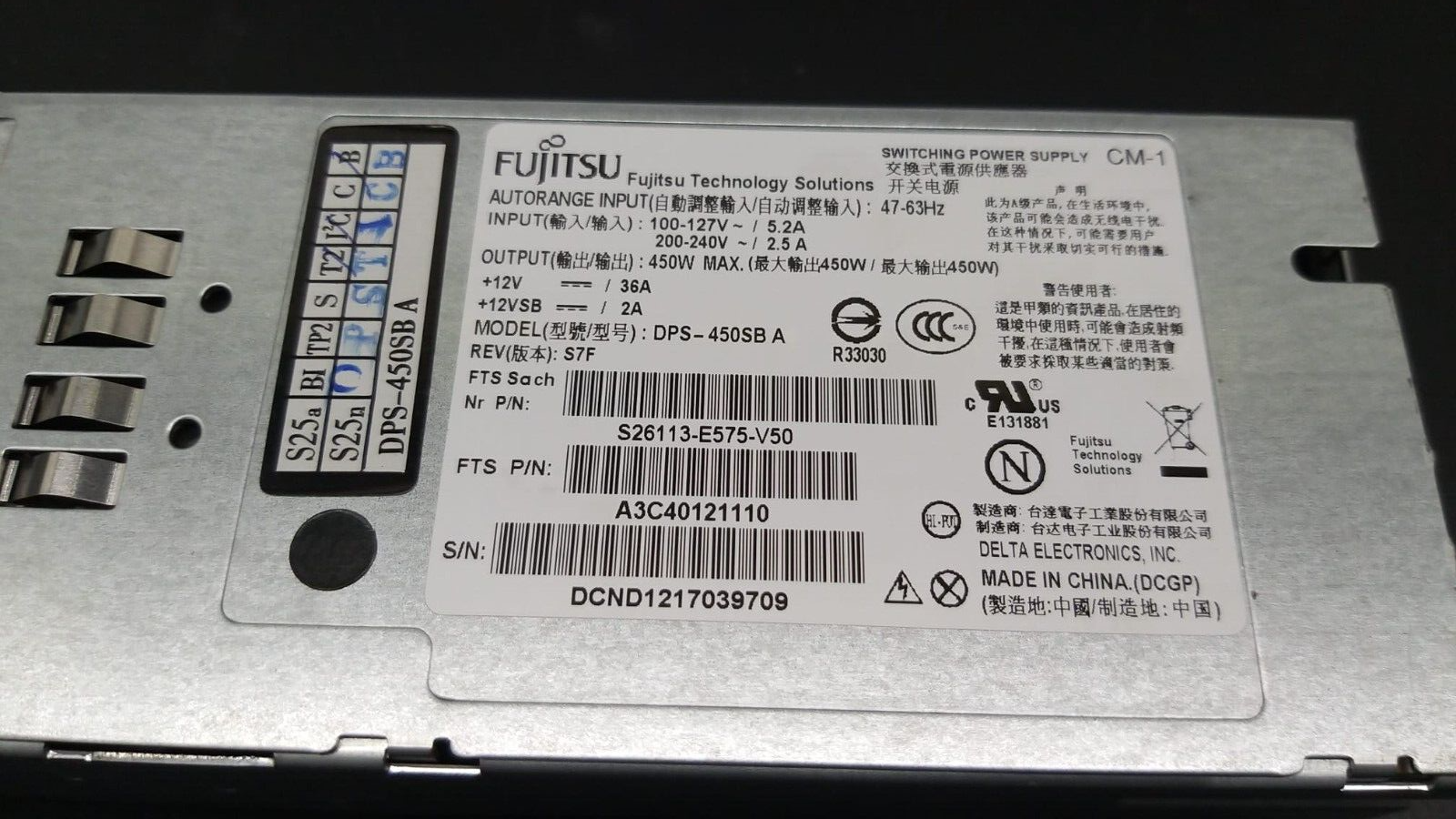 Fujitsu S26113-f575-l13 450w Grey Power Supply Unit for sale online ...