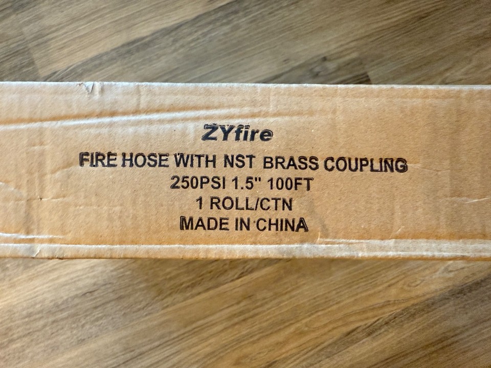 Fire Hose 100ft | White | 250 PSI, 1.5" | NHT Brass Coupling | Open Box ...