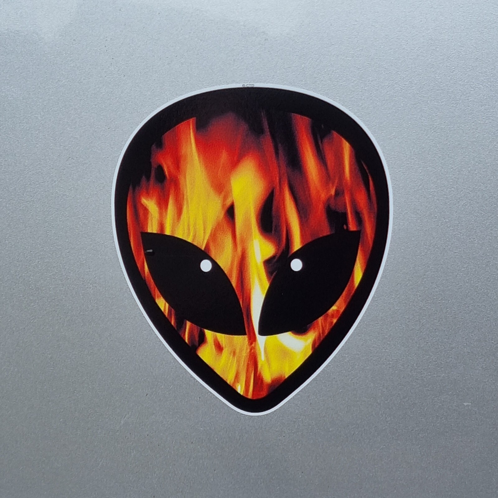 Orange Fire Flames Alien Head Vinyl Sticker Decal For Car Van Helmet ...