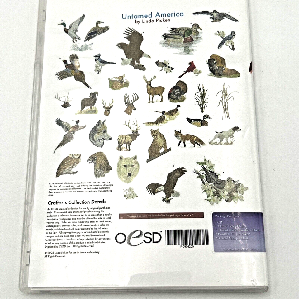 OESD Untamed America by Linda Picken Embroidery Designs on CD #874 | eBay