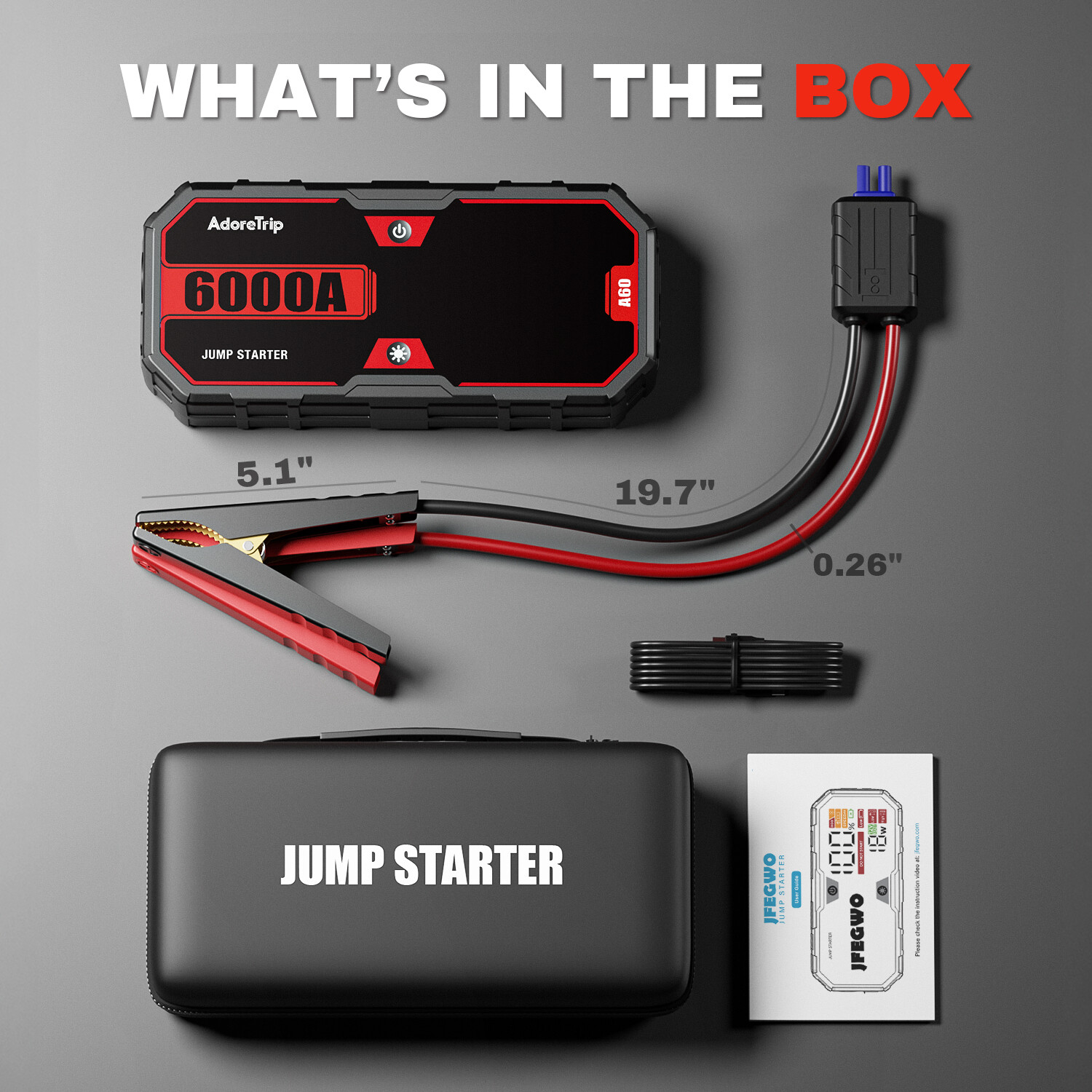 12V Car Jump Starter 6000A Booster Jumper Power Bank Battery Charge LED ...