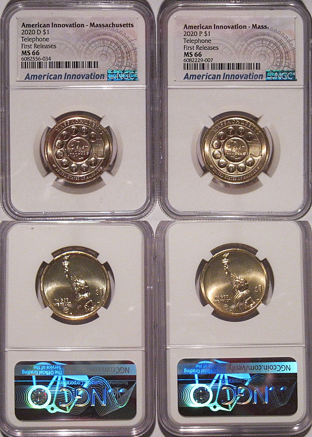 2020 P & D Innovation Dollar $1 Massachusetts Telephone NGC MS 66 First ...