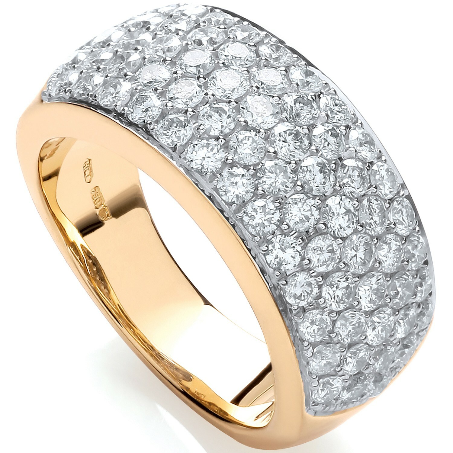 18K Yellow Gold Brilliant Cut Diamond Bombay Cluster Ring 1.60cts H/SI ...