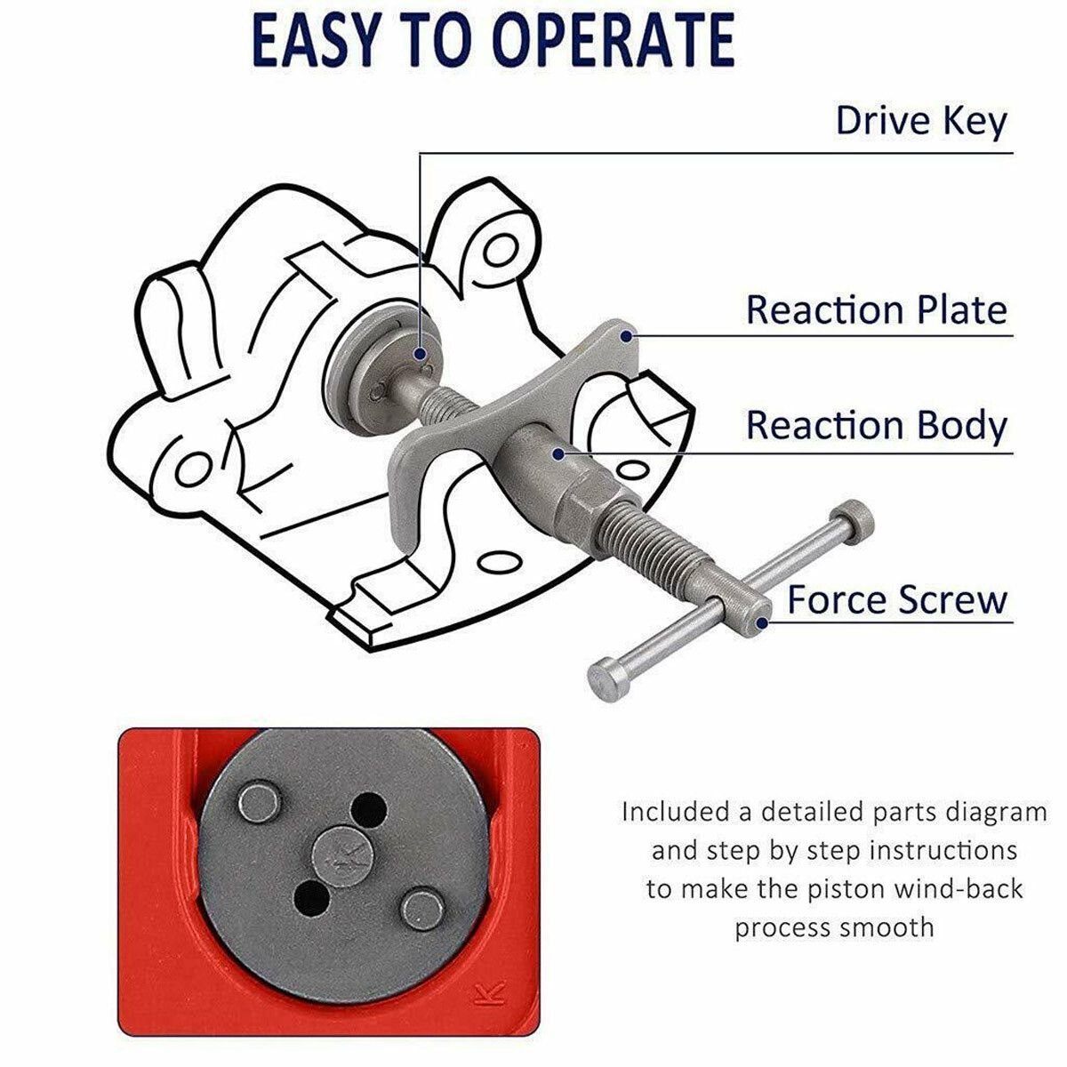 Portable Brake Rear Caliper Wind Back Car Truck Break Disc Caliper Tool ...