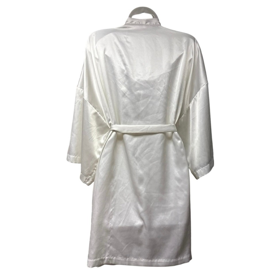 Victorias Secret White One Size Robe Bridal Silky Satin Wedding Kimono ...