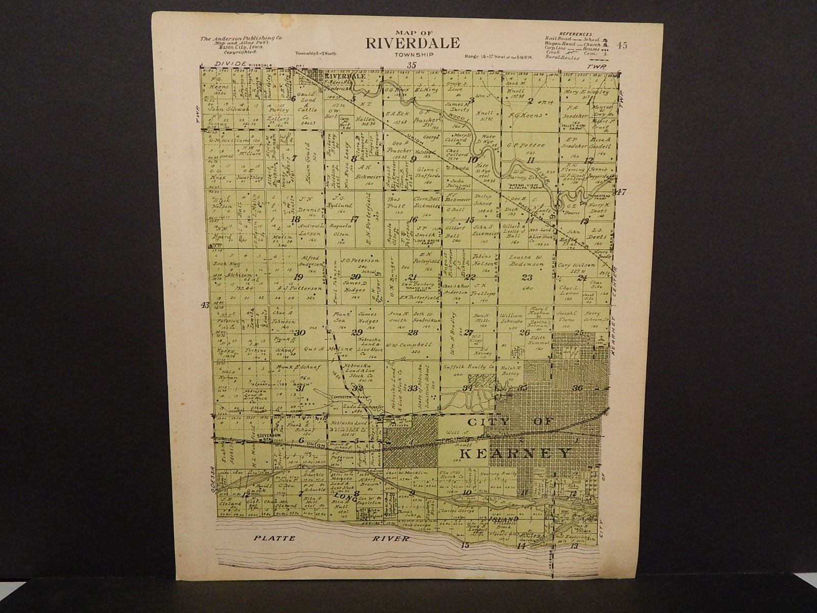 Nebraska Buffalo County Map Riverdale Township 1919 P5#92 | eBay