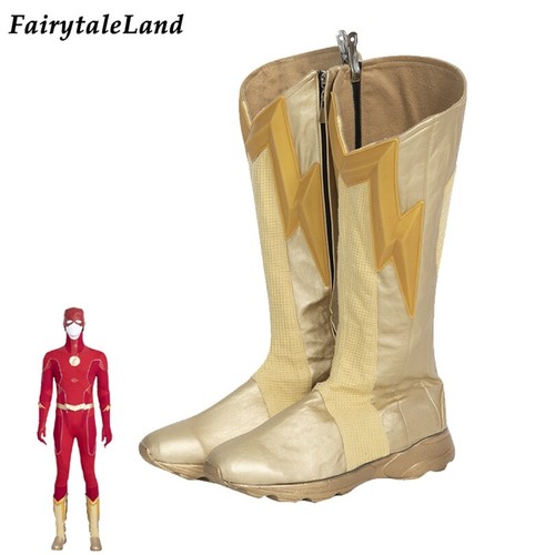 The Flash Season 8 Cosplay Shoes Barry Allen Gold Boots Customizable ...