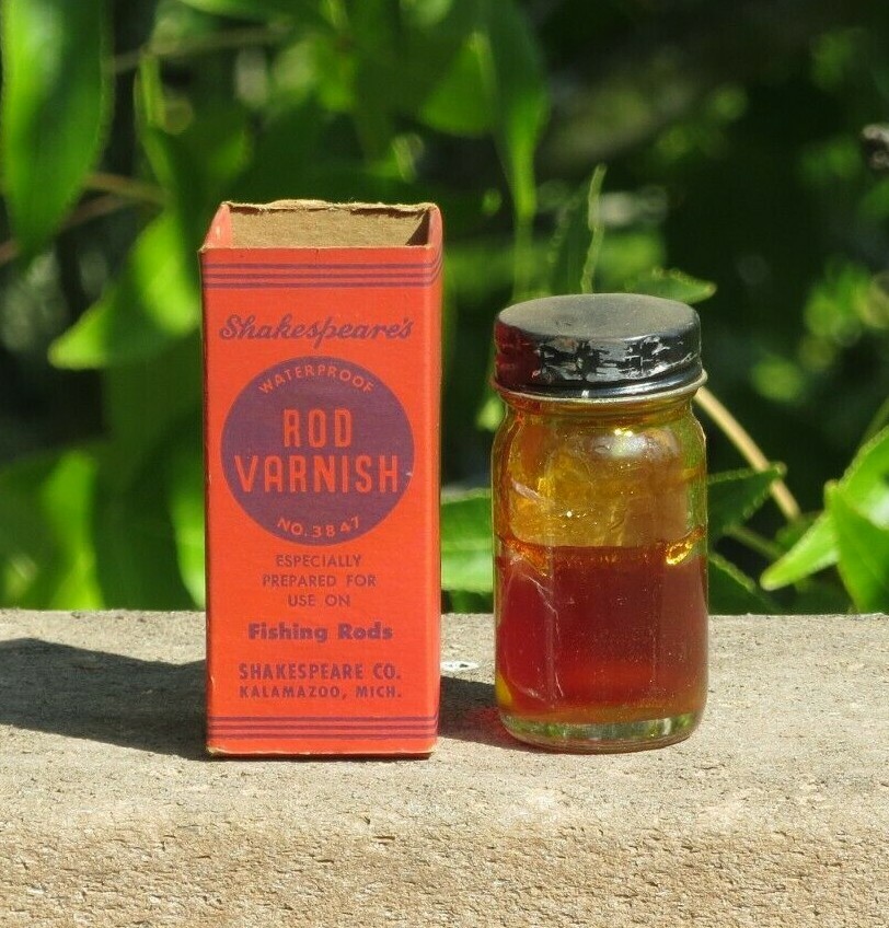 Vintage SHAKESPEARE's WATERPROOF FISHING FLY ROD VARNISH NO. 3847 w ...