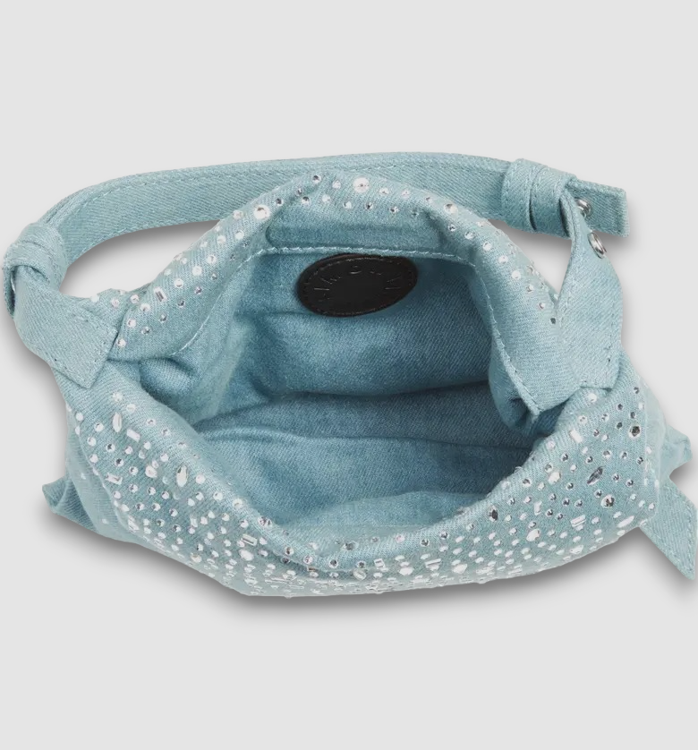 $377 Simon Miller Women's Blue Mini Puffin Crystal Denim Shoulder Purse ...