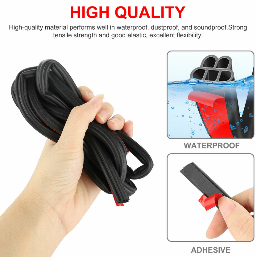 5M L-Shape Car Door Seal Strip Hood Trunk Edge Rubber Weatherstrip ...