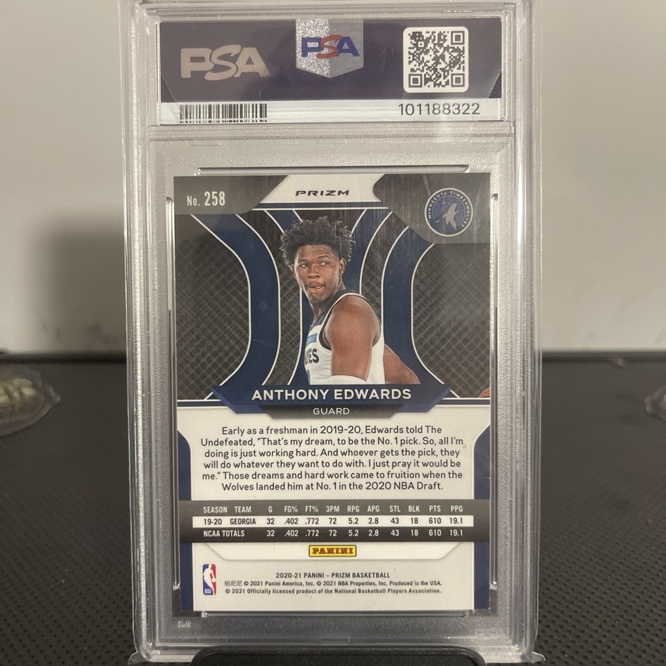 2020 Panini #258 Anthony Edwards Silver Prizm PSA 9 | eBay Australia