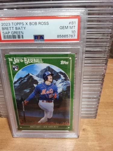 2023 X Bob Ross Joy of Baseball Sap Green Canvas /75 Brett Baty Rookie ...