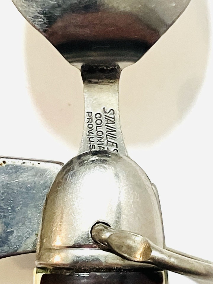 Vintage Colonial Prov USA Camping Hobo Pocket Knife Fork Spoon Can ...