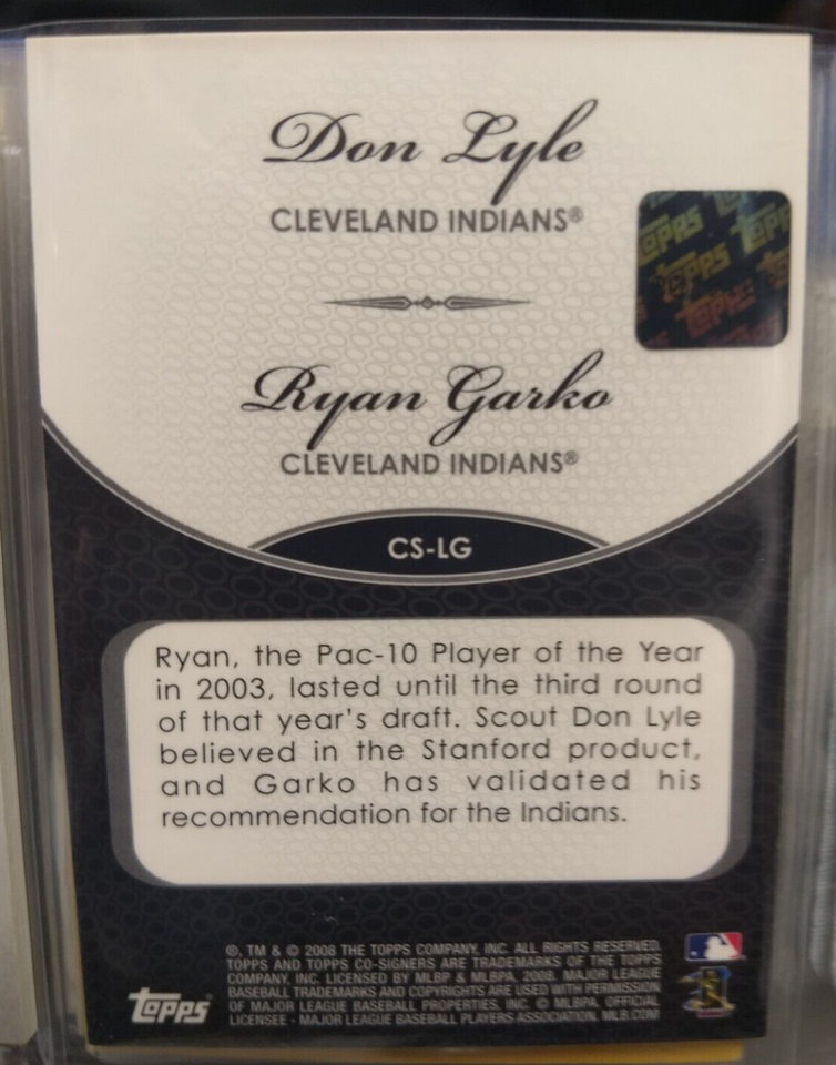 2008 Topps Co-Signers Don Lyle/Ryan Garko autograph #CS-LG | eBay