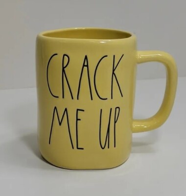 RAE DUNN "crack me up" coffee mug tea cup- yellow ~NEW | eBay