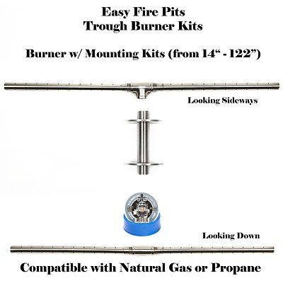 TB26K: DIY Fire Pit Kit: 26" Long Fire Table/ Trough Burner w Mounting ...