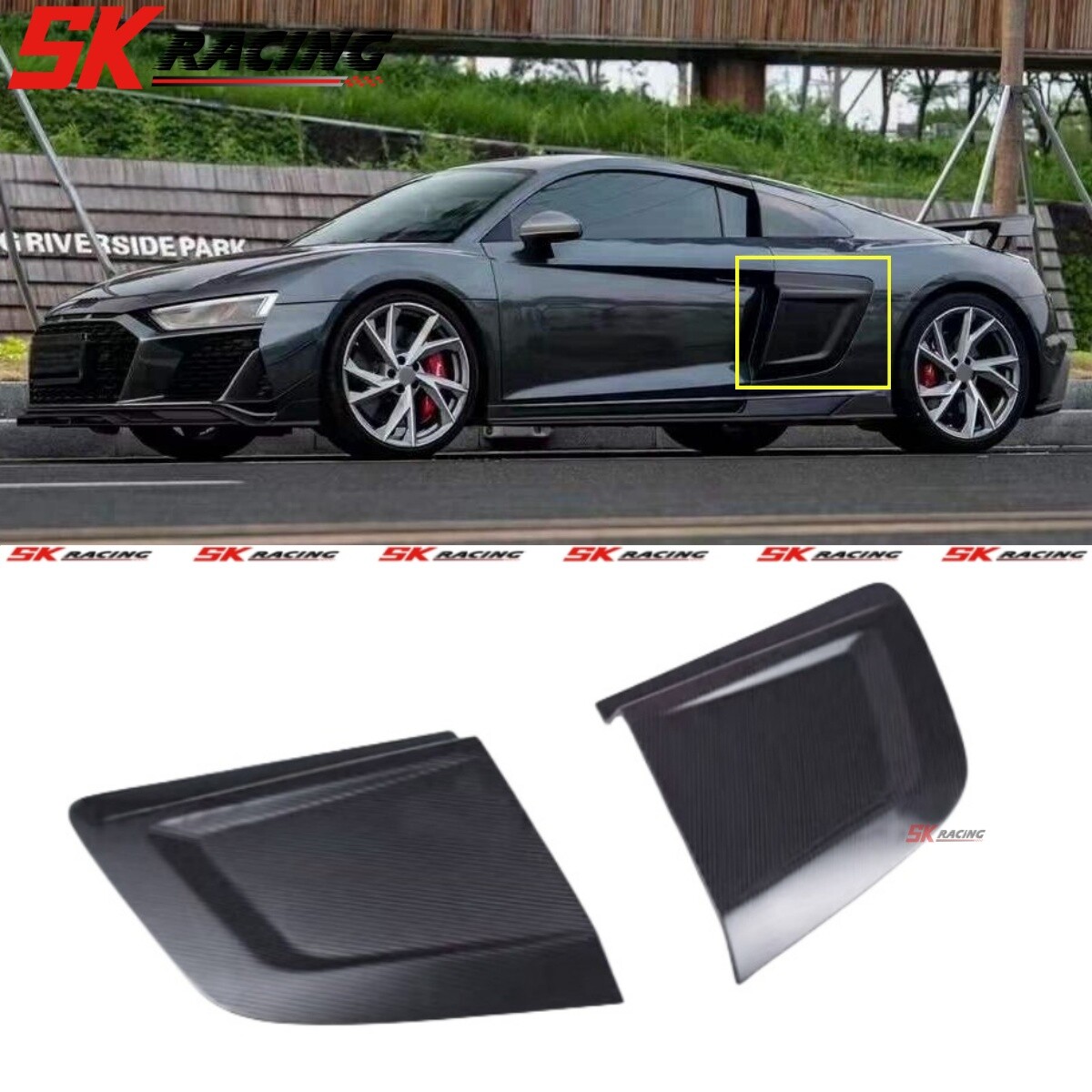 Fits Audi R8 V10 17-23 Dry Carbon Fiber Side Door Fenders Blade Vent ...