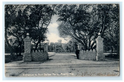 1907 Entrance to Fort Dallas Park Miami Florida FL Posted Antique ...