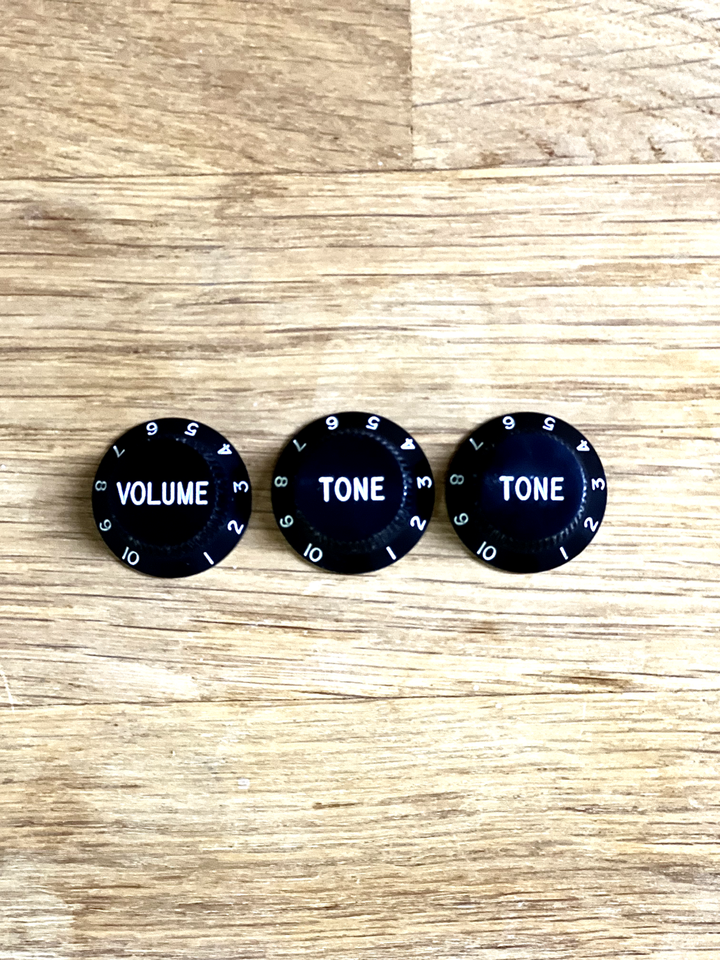 Fender Stratocaster Knobs Black Knobs Set 1 Volume 2 Tone ORIGINAL Bulk Package | eBay