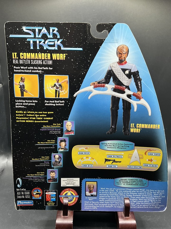 Star Trek Lt. Commander Worf Galactic Gear 6" Action Figure Playmates ...