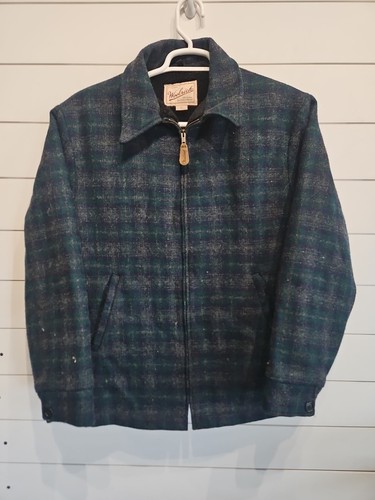 Vtg Woolrich 100% Wool Hunting Field Coat Jacket Blue Lined Mens Medium ...