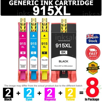 8x 915XL Generic Ink Cartridges For HP Officejet 8010 8012 8020 8022 ...