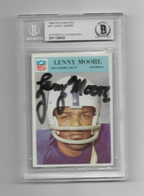 Lenny Moore, Signed 1966 Philadelphia Card, Beckett Encapsulated | eBay
