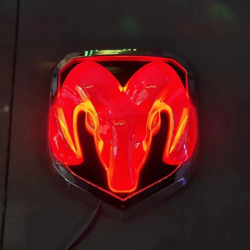 Front Grille Emblem For Dodge Ram Head Red LED RAM 1500 2500 3500 4500 ...