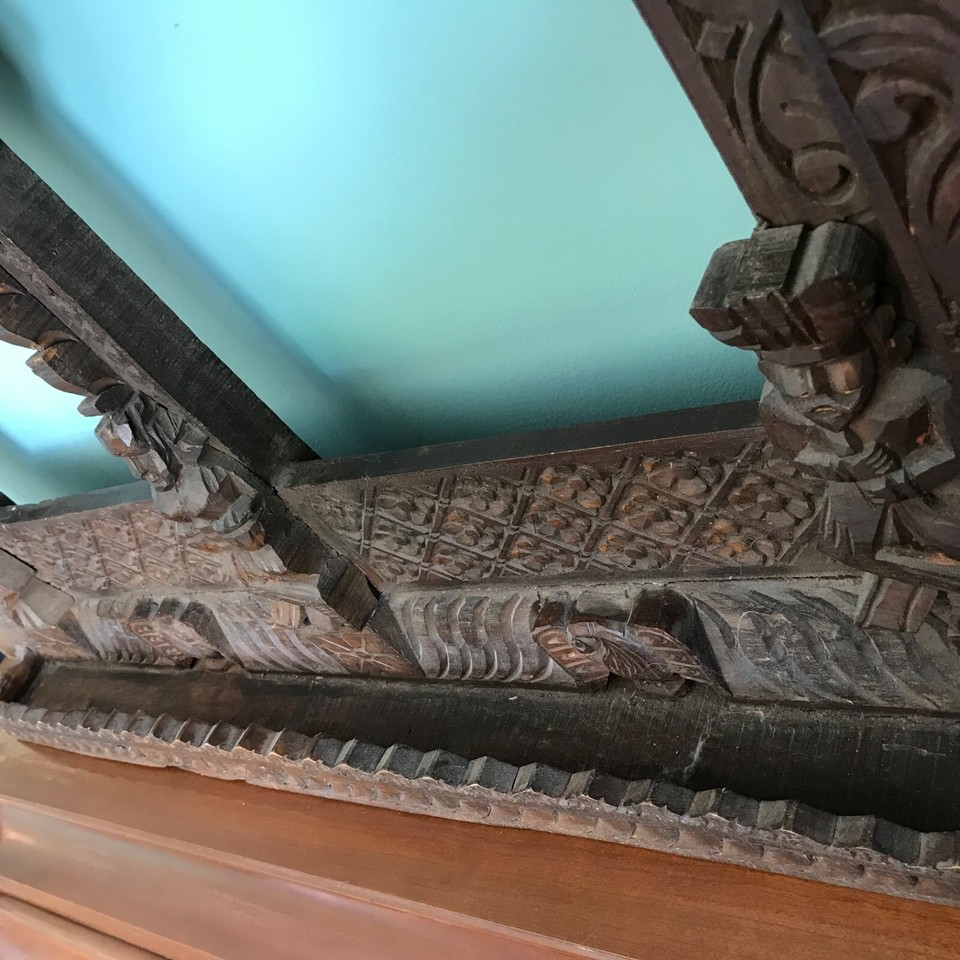 Antique Hand Carved Wood Altar Shrine Pooja Mandir Prayer 42 x 30 x 6 ...