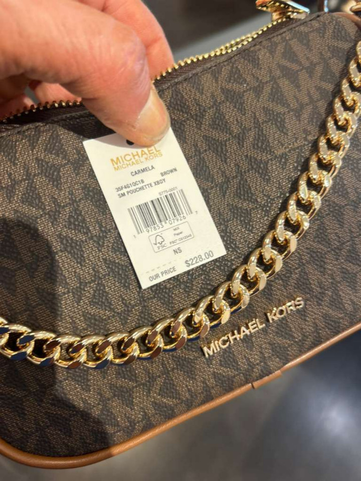 Michael Kors Carmela Small Women Signature Logo Pouchette Crossbody Bag ...